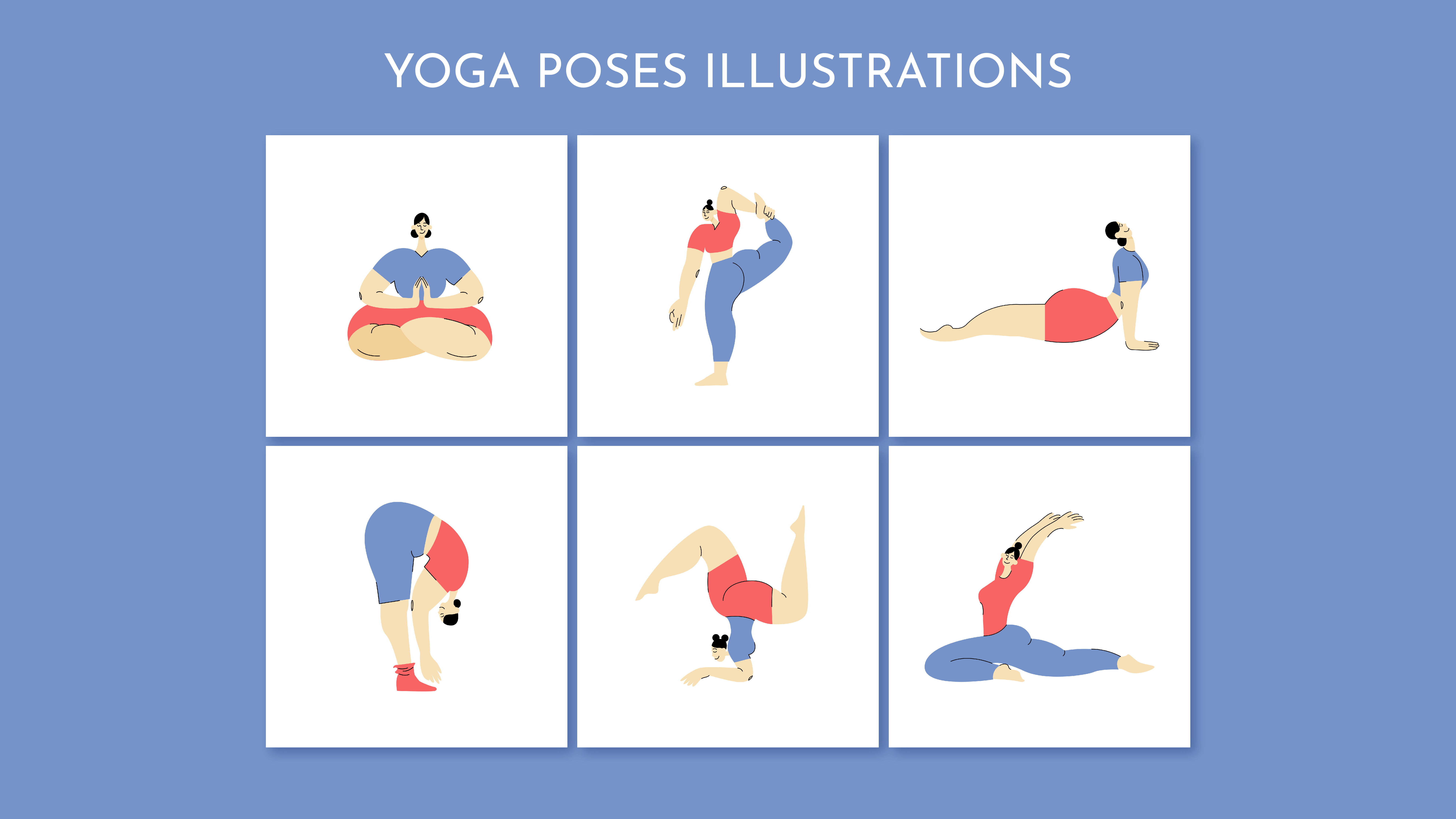 Yoga Poses Vector Illustrations | Flexible and Mindful Yoga Postures
